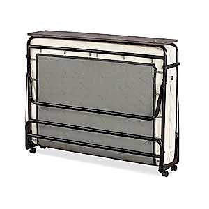 Jay-Be Visitor Contract Cot Folding Bed with Performance e-Fibre Mattress and Automatic Folding Legs, Compact, Oversize, Black/White