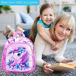UFNDC Toddler Backpack for Girls, Kids Cute Unicorn Preschool Bookbag,Kindergarten Sequin School Bag