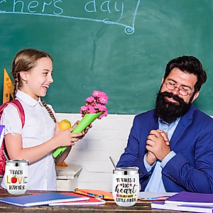 Censen 4 Pcs Teacher Appreciation Gifts Teacher Wine Tumbler with Lid and Straw Brush 12 oz Insulated Stainless Steel Teacher Tumbler Teacher Cup Women Teachers Gifts Wine Mug for Graduation Birthday