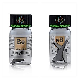 Beryllium Metal Element 4 Sample Be, Pure 0.5 Grams 99,9% Shiny Pieces Inside Labeled Glass Vial