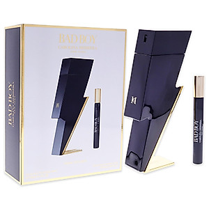 Carolina Herrera Bad Boy 2-Piece Travel Set for Men (3.4 Oz Eau De Toilette Spray + 0.34 Oz Eau De Toilette Spray)