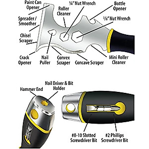ALLWAY DSXG16 Soft Grip 16-in-1 Painter's Multi Tool with Hammer End and 2 Screwdriver Bits