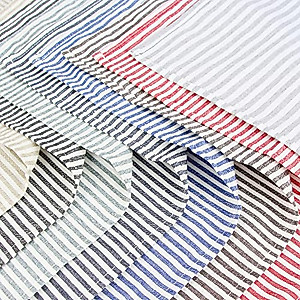 INFEI Plain Striped Cotton Linen Blended Dinner Cloth Napkins - Set of 12 (40 x 30 cm) - for Events & Home Use (Beige)