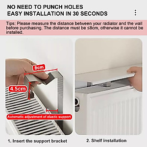 GXHYSW Radiator Covers White, Over Radiator Shelf Maximize Space, Stylish Heater Cover Dust-Proof Anti-Smoke for Living Room Bedroom, No Drilling Required with Easy to Fit Bracket,65cm