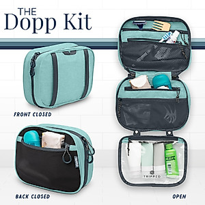 Toiletry Bag Kit Set: Hanging Travel Toiletry Bag + 311 TSA Cosmetic Liquid Bag + Ultralight Accessory Organizer Pouch (Dusty Teal)