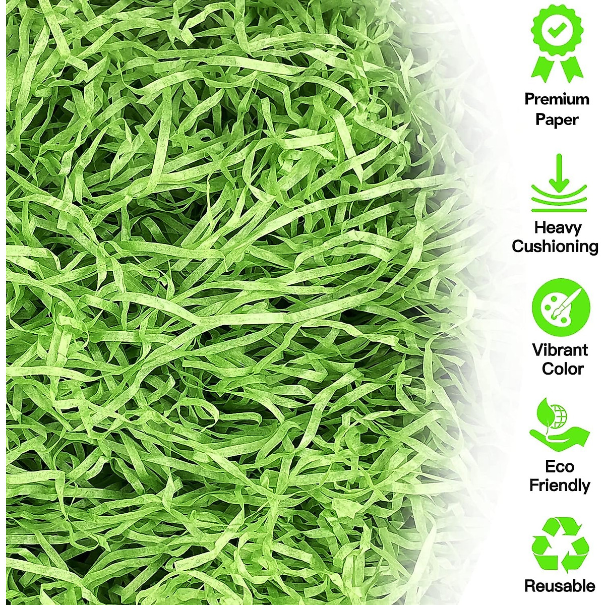 TiurDin Easter Grass Recyclable Shred Paper Basket Filler for Easter Eggs Decor Party Decoration Gift Packaging 200g （7oz.