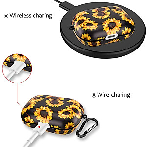 Airpods Pro Case - YOMPLOW Sunflower Case Cover Skin Protective Hard Case Cover Portable Women Girls with Keychain for Apple Airpods Pro Charging Case - Sunflower