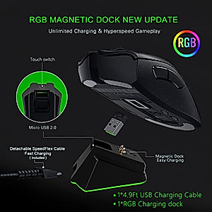 Charging Dock for Razer Wireless Mouse Viper Ultimate Naga pro DeathAdder V2 Pro and Basilisk Ultimate RGB Lights Can Be Turn Off (USB Cable Included)