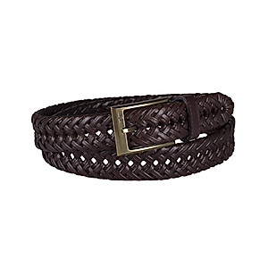 Dockers Men's Leather Braided Casual and Dress Belt,tan Glazed,38