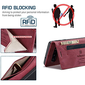 TOHULLE for Samsung Galaxy S10 Plus Case, Vintage Wallet Case Card Holder Kickstand Built-in Magnetic Flip Folio Leather Case for Galaxy S10 Plus - Red