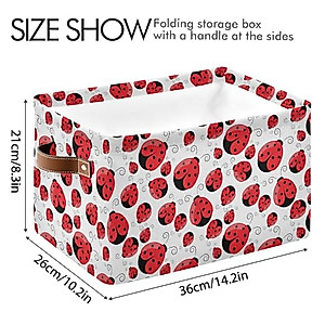 Ladybird Storage Basket Bins Collapsible Toy Storage Bins with Handles Laundry Baskets for Playroom Living Bed Room Office Clothes Nursery,1 pcs