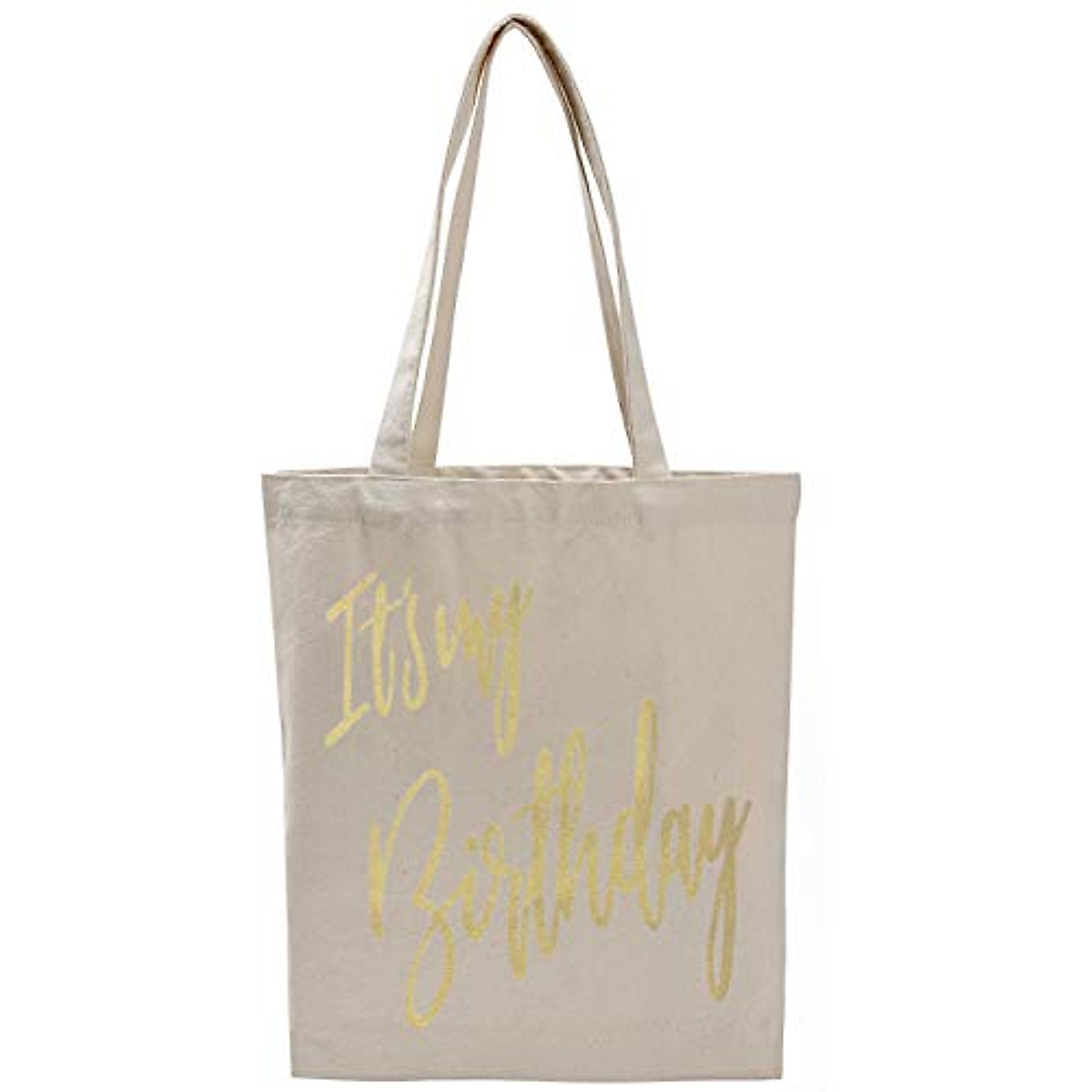 PINJIA Womens 14 oz 100% Cotton Canvas bag with Interior Pocket For Customized Party Tote Bag (Its my Birthday)
