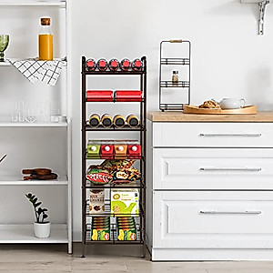 7 Tier Water Bottle Organizer Freestanding Water Bottle Storage Rack Metal Water Bottle Stand Holder for Kitchen Pantry Home Party Large Storage Rustic Brown