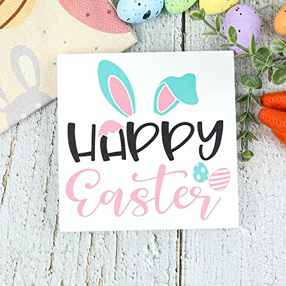 Easter Decorations-5PCS Wood Block Bunny Peeps Easter Decorations for The Home-Farmhouse Easter Decor for Table and Easter Tray Decor