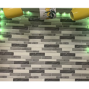 Art3d 10-Sheet Self Adhesive Backsplash, 12 in. x 12in. Grey Marble Design 3D Wall Panels (A17012P10)