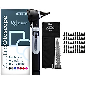 Zyrev ZetaLife Otoscope Set with 50 Extra Disposable Specula Tips, Black