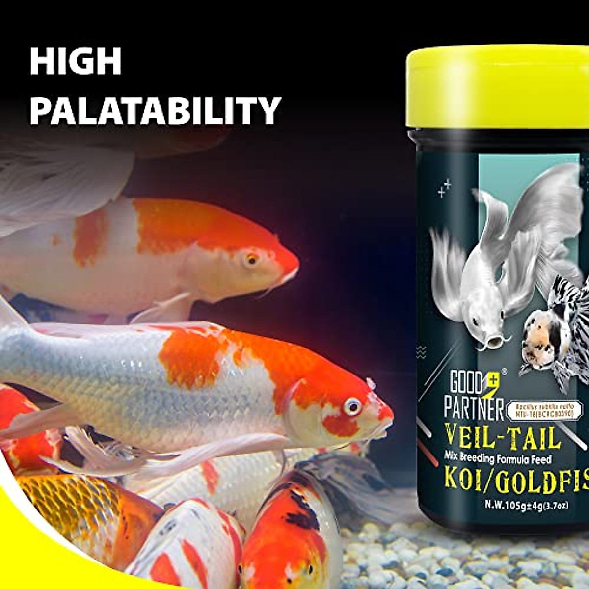 GOOD PARTNER Purify Series for Koi Fish Food, Floating Fish Pellets, All Natural Ingredients, Balanced Composition of Pond Fish Food, Suitable for Veil-Tail Goldfish 3.7 oz (Pack of 1)