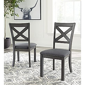 Signature Design by Ashley Myshanna Dining UPH Side Chair (2/CN), 20"W x 24"D x 38"H, Antique Gray