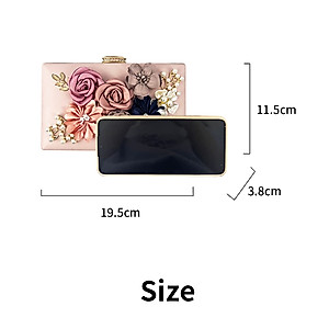Shiiriin Women's 3D Floral Clutch Purse Handbag | Handmade with Pearls | Perfect for Bridal, Wedding, Daytime and Evening Parties | Elegant Design