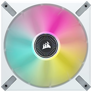 CORSAIR ML140 RGB Elite, 140mm Magnetic Levitation RGB Fan with AirGuide, 2-Pack with Lighting Node CORE - White
