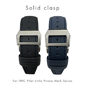 MAALYA 20mm 21mm 22mm Nylon Calfskin Watchband Fit for IWC Big Pilot IW377714 Mark18 SPITFIRE Nylon Real Leather Strap (Color : Black Black line 1, Size : 21mm)
