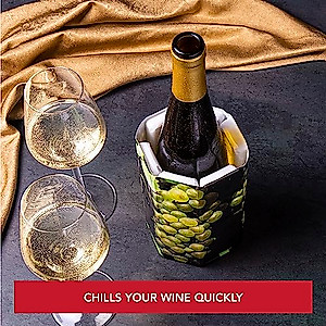 Vacu Vin Active Cooler Wine Chiller - Reusable, Flexible Wine Bottle Cooler - Wine Grapes Print - Wine Cooler Sleeve For Standard Size Bottles - Insulated Wine Bottle Chiller to Keep Wine Cold
