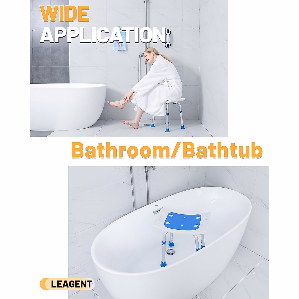 Leagent FSA HSA Eligible Shower Chair for Inside Tub, Shower Stool for Inside Shower, Shower Seat for Bathtub, Adjust Bath Chairs for Elderly/Disabled