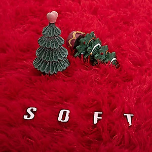 DETUM Soft Fluffy Area Rugs, 2.6 x 5.3 Feet Red Plush Rug for Girls Boys Bedroom Oval Throw Rug for Nursery Reading Room, Shaggy Cute Rugs for Kids Room Bedside School Dorm Home Décor