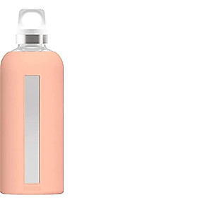 SIGG - Glass Water Bottle - Star Shy Pink - Soft Silicon Cover - Leakproof - Dishwasher Safe - BPA Free - Broscilate Glass - 17 Oz