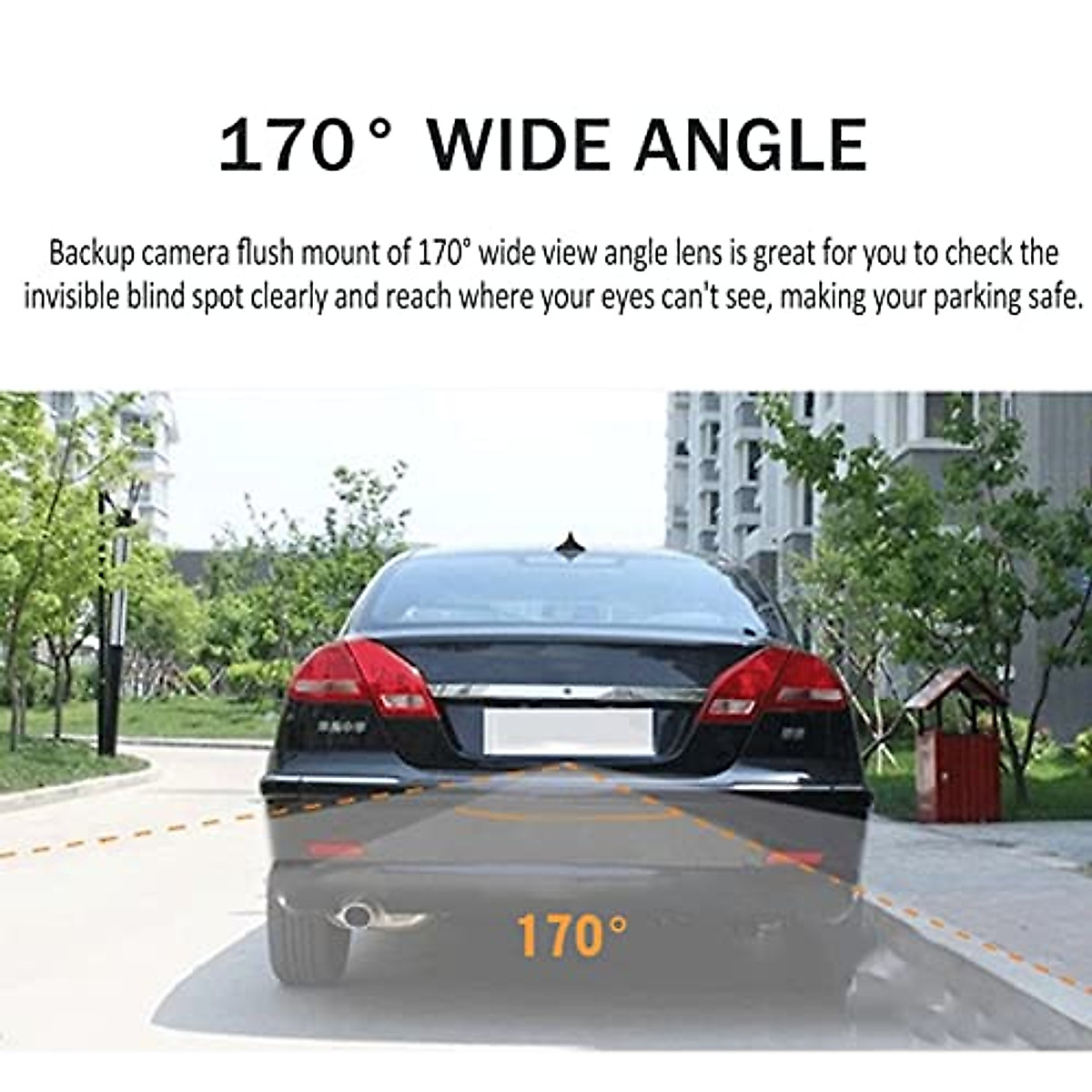 Yoidesu Reverse Backup Camera, IP67 Waterproof Infrared Night Vision 170 Degree Car CCD Rear View Camera, Universal Color CMOS Imaging Chip Backup Parking HD Front View Camera(Black)