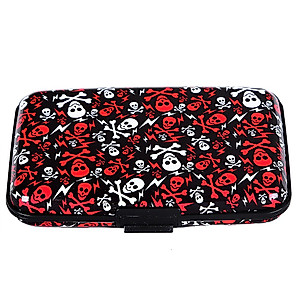 VICHLINE Credit Card Holder, Slim Aluminum Card Wallet RFID Blocking Mini Metal Hard Card Case for Women Men (Skull)
