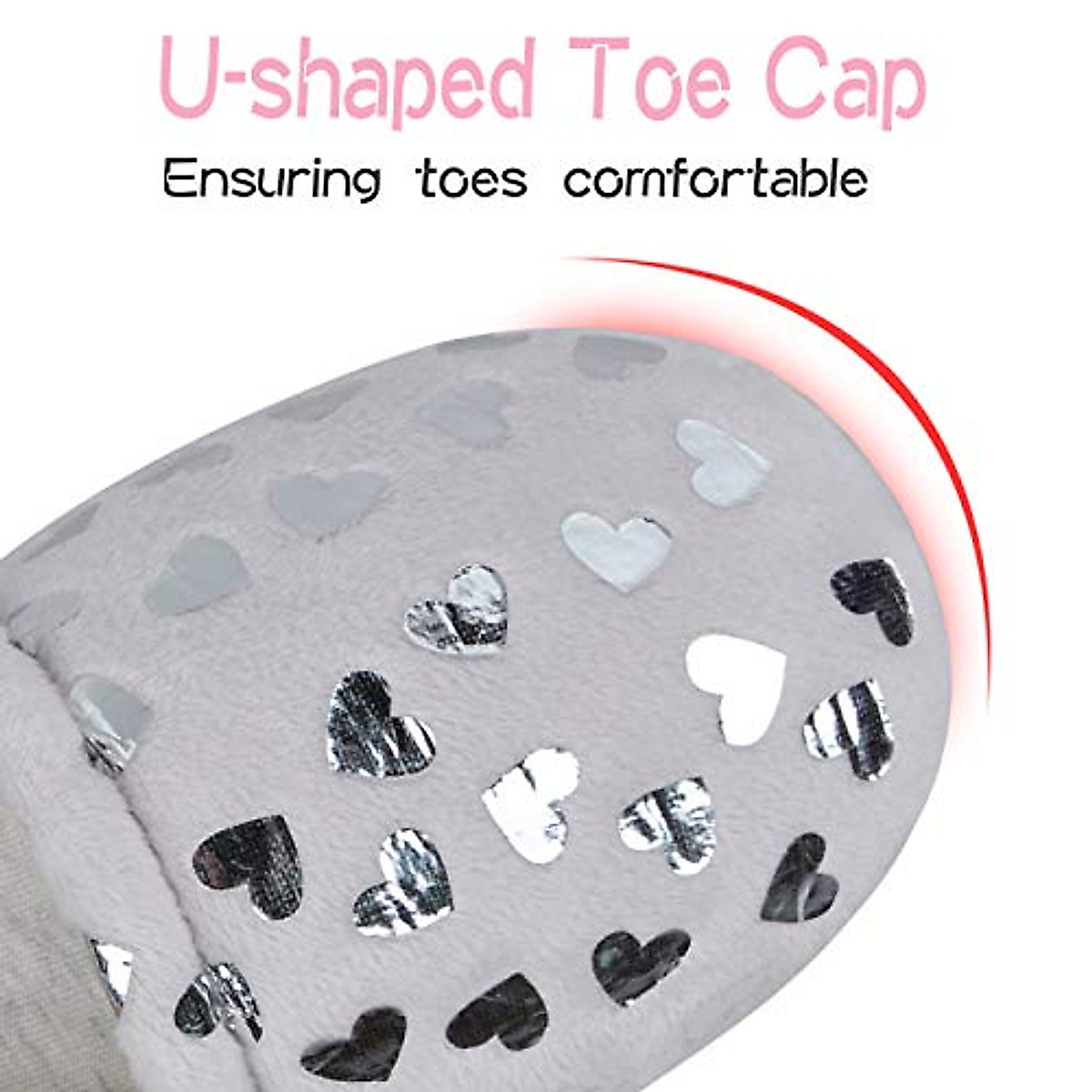 MIXIN Girls and Boys Slippers plush grey Princess No-Slip Memory Foam Slippers Soft Rubber Sole House Shoes for Bedroom Indoor Outdoor plush grey 3