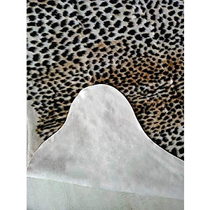 Leopard Area Rug Animals Printed Hide Mats Faux Fur Cowhide Skin Carpet for Home Office, Livingroom, Bedroom, 5.2ft x 6.5ft (160 x 200cm)