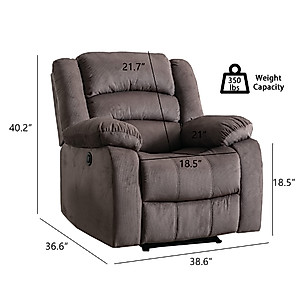 EBELLO Classic Power Recliner Chair, Oversized Electric Overstuffed Reclining Chair with Soft Cushion and Back, Sofa with Comfortable Armchair, Brown