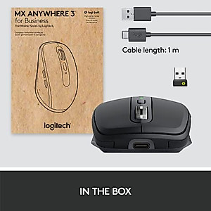 Logitech MX Anywhere 3 for Business – Wireless Mouse, Compact, Ultrafast, Any Surface Tracking, Rechargeable, Logi Bolt Technology, Bluetooth, Windows/Mac/iPad OS - Graphite