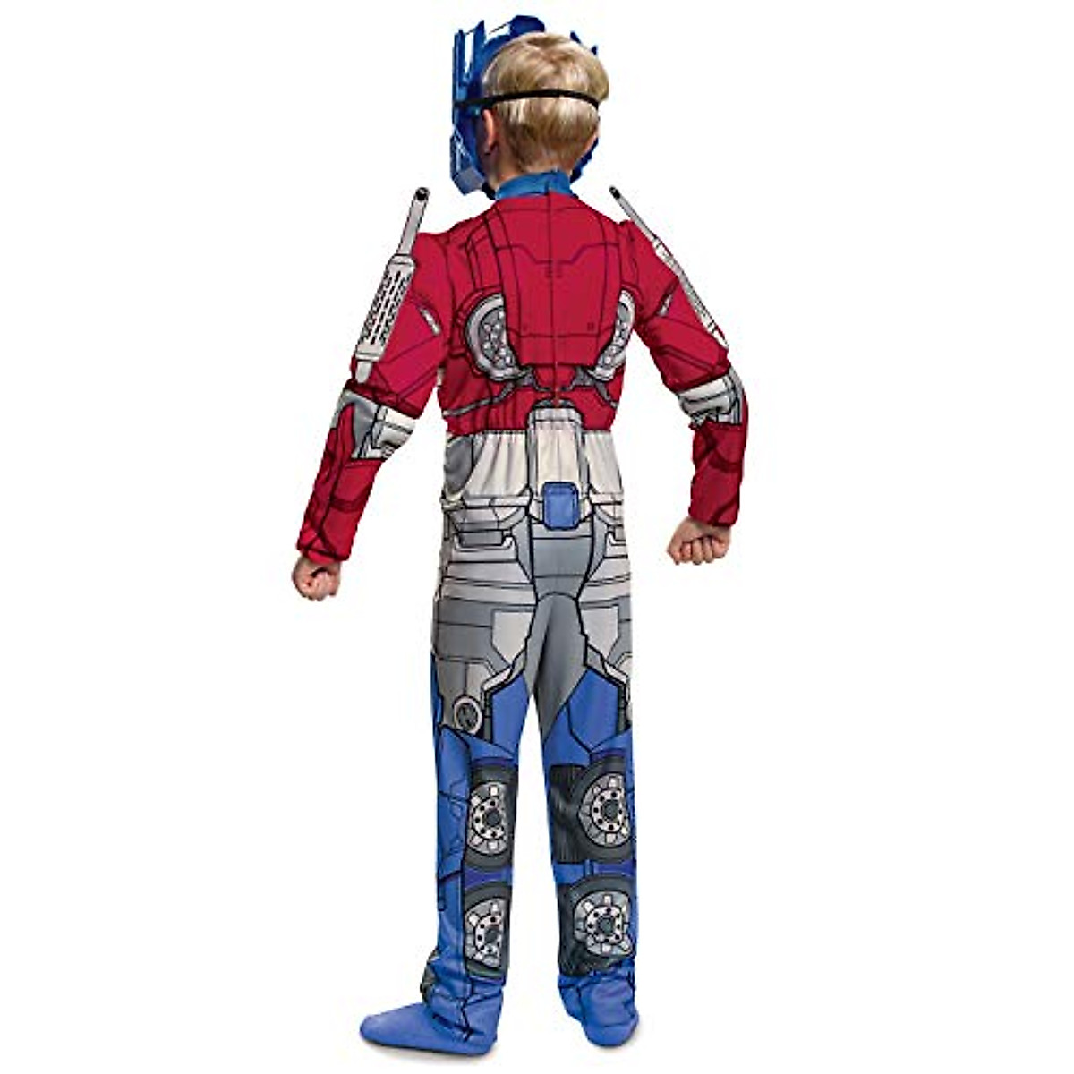 Disguise Optimus Prime Costume, Muscle Transformer Costumes for Boys, Padded Character Jumpsuit, Kids Size Small (4-6) Blue & Red