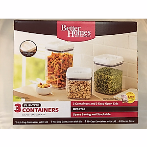 Better Homes and Gardens 3 Container Flip-Tite Containers, White