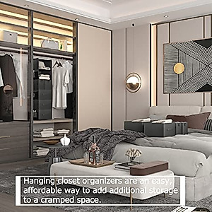 Bosuelife 6-Shelves Hanging Closet Organizer with 5 Different Drawers, Foldable Closet Organizers and Storage for Wardrobe, Closet& RV, Clothes and Accessories Storage, Non-Woven Fabric, Black