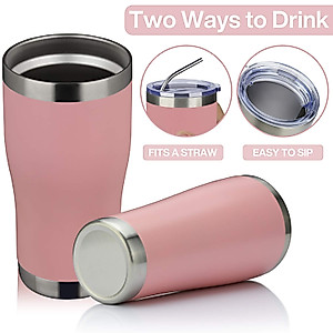 MEWAY 20oz Stainless Steel Tumbler,Vacuum Insulated Coffee Cup Tumblers with Lid,Double Wall Powder Coated Travel Mug Gift for Women Man,Thermal Cups Keep Drinks Cold & Hot(Pink,1)