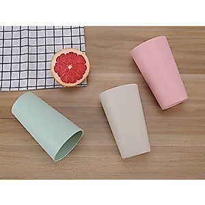 LuckyZone Wheat Straw Unbreakable Cup | 20 oz Reusable Water Drinking Glasses Sets of 5 | Lightweight Stackable Tumbler for Kitchen Outdoor | Dishwasher Safe, BPA Free and Eco friendly (20 oz)