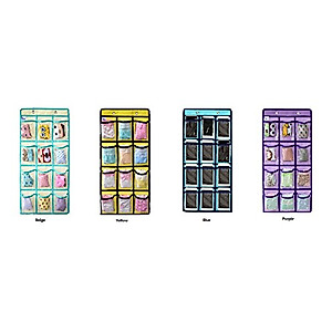 NIMES Hanging Closet Underwear Sock Jewelry Storage Over The Door Classroom Cell Phone Calculator Organizer 12 Clear Pockets (Purple)