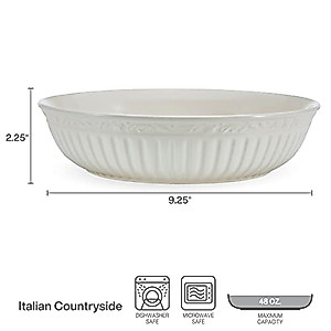 Mikasa Italian Countryside Set of 4 Pasta Bowls, 9.25 Inch, Cream
