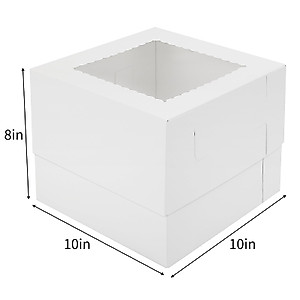 Moretoes 10pcs Cake Boxes 10x10x8 Inches White Bakery Boxes with Window Tall Cake Containers Dessert Cardboard Boxes Cake Carrier for Bundt Cupcakes Pies Donuts