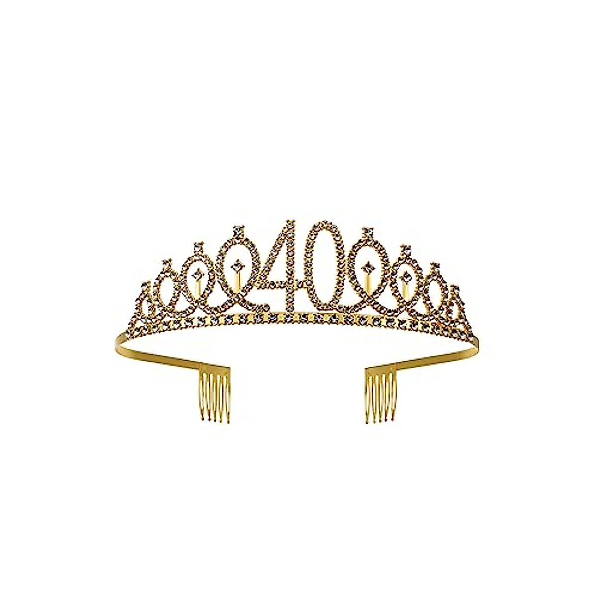 40th Birthday Decorations for Women，Gold 40 Birthday Crown Tiara ，Cake Topper, 40 & Fabulous Birthday Sash with Peal Pin and Birthday Candles Kit,40th Birthday Gifts for Women