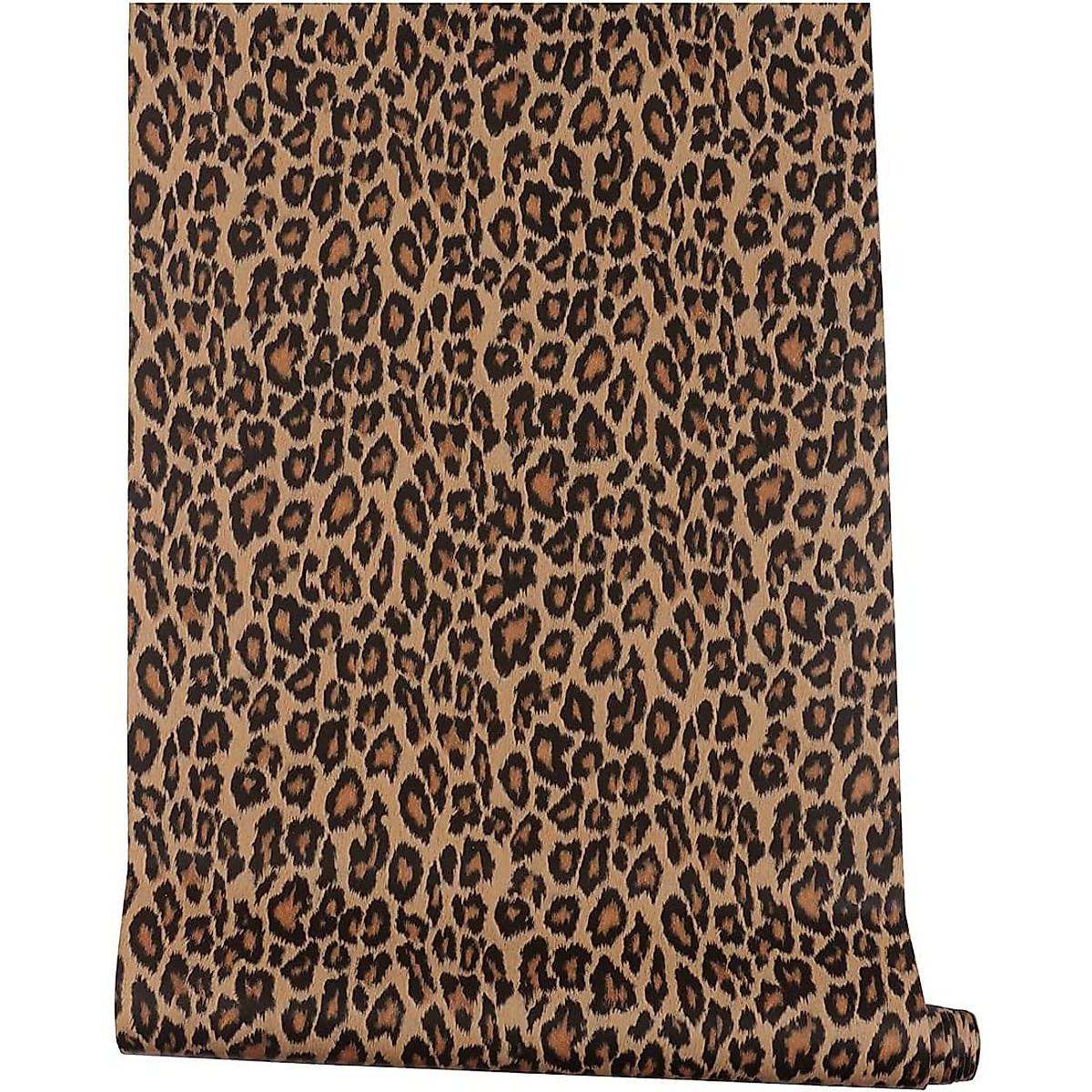 Qoubao Peel and Stick Leopard Contact Paper Wallpaper Animal Print Cheetah Shelf Liner for Dresser Drawer Cabinets Table Walls Furniture Decal 15.7X117 Inches