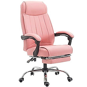 XXXDXDP Executive Office Chair - High Back Leather Office Chair with Footrest and Thick Padding - Reclining Computer Chair with Textured Leather and Ergonomic Segmented Back