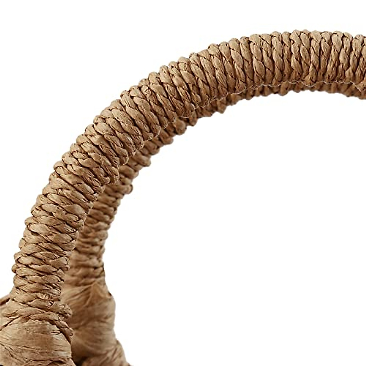 HBJE Women Handbag Rattan Wicker Straw Woven Half-round Bag Large Capacity Female Casual Travel Tote Fashion,Black white