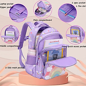 Jumpopack Unicorn Backpack for Girls School Backpack for Elementary Girls Backpack with Lunch Box Lightweight Water Resistance School Bag Preschool Kids Bookbag,Unicorn Cat