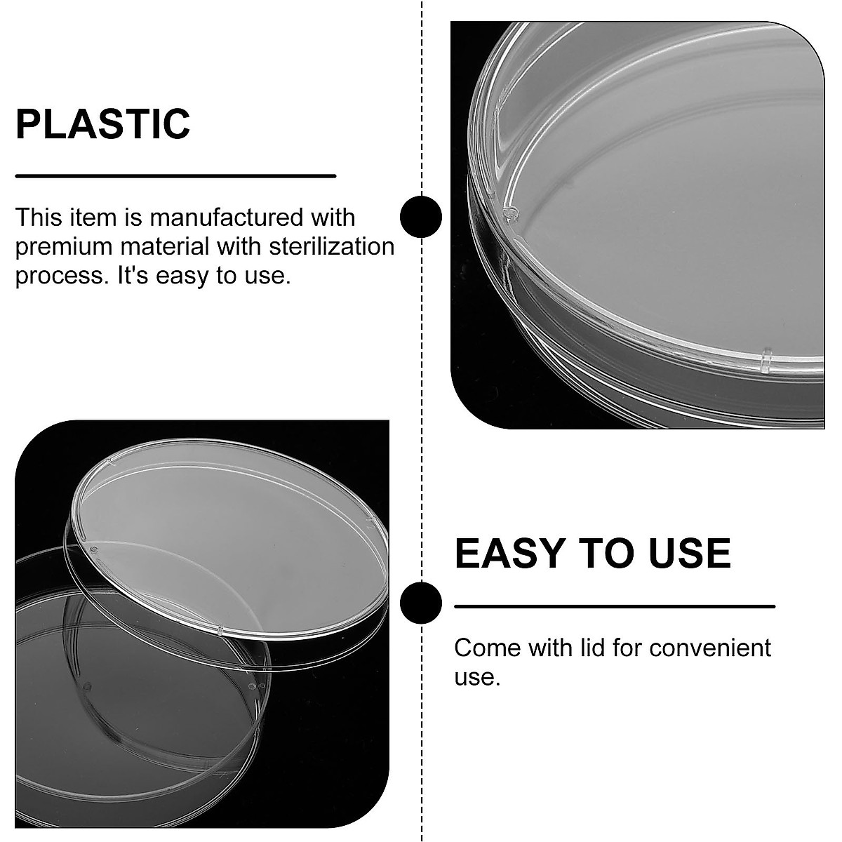 Petri Dishes Agar Plates, Plastic Petri Dish with Lid 70mm Petri Plates for Lab Experiment Biology Microbiology Studies School Teaching, 20pcs