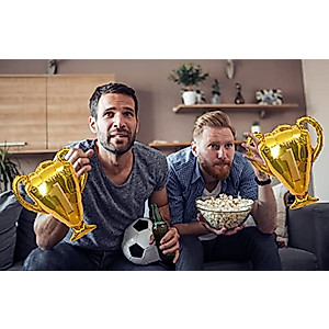 4 Pcs 28x25 inch Champion Trophy Aluminum Foil Balloon for Sport Basketball Football Anniversary Birthday Party Decor Supplies